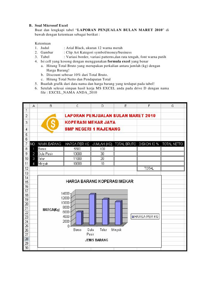 Soal Ujian Praktek TIK SMP Microsof Excel | PDF