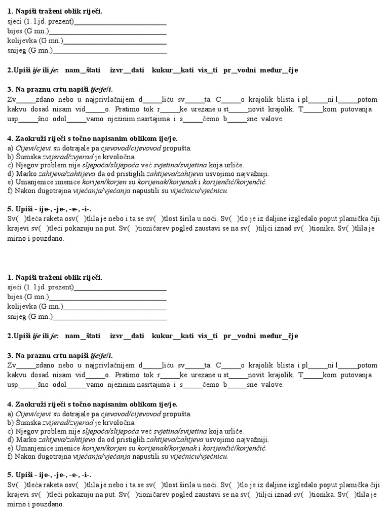 Vježba Ije, Je | PDF