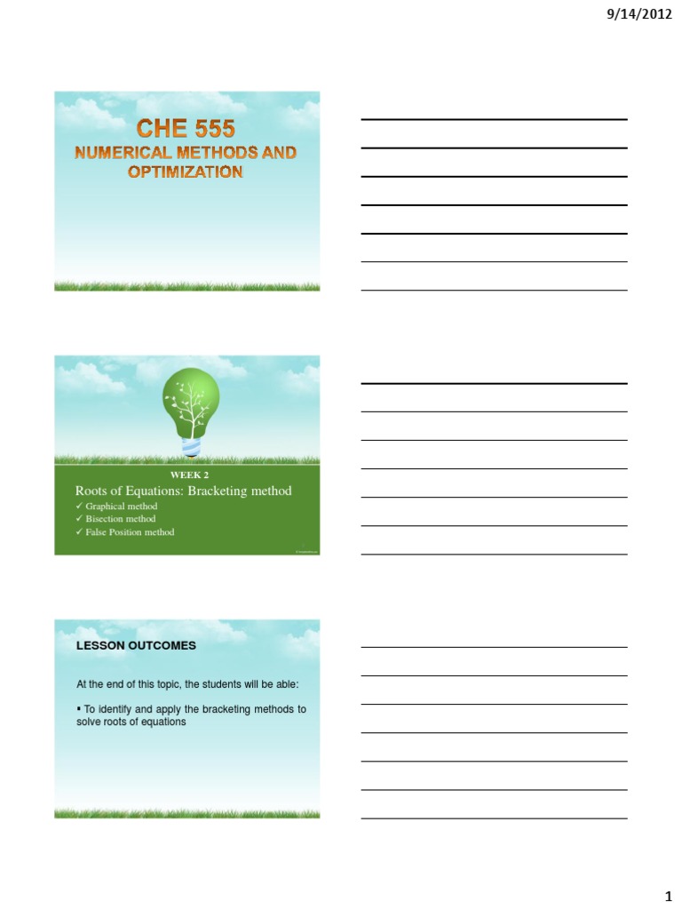 Week02 Bracketing Methods | PDF | Equations | Mathematical Objects