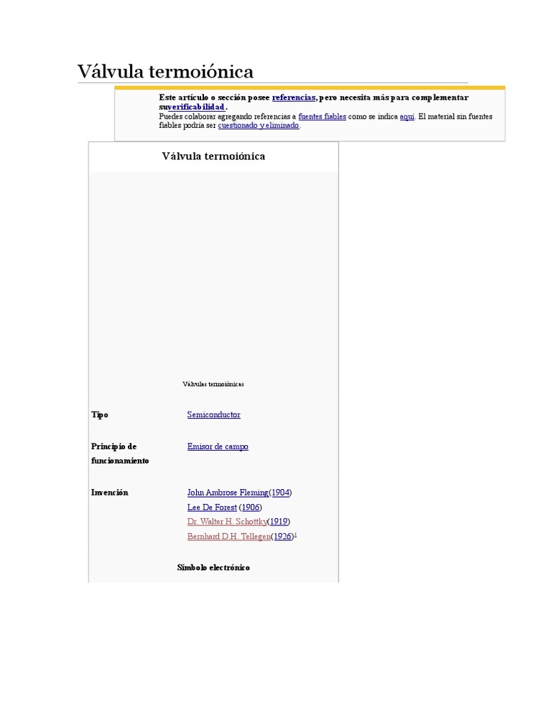 Válvula Termoiónica: Función y Aplicaciones | PDF | Tubo vacío ...