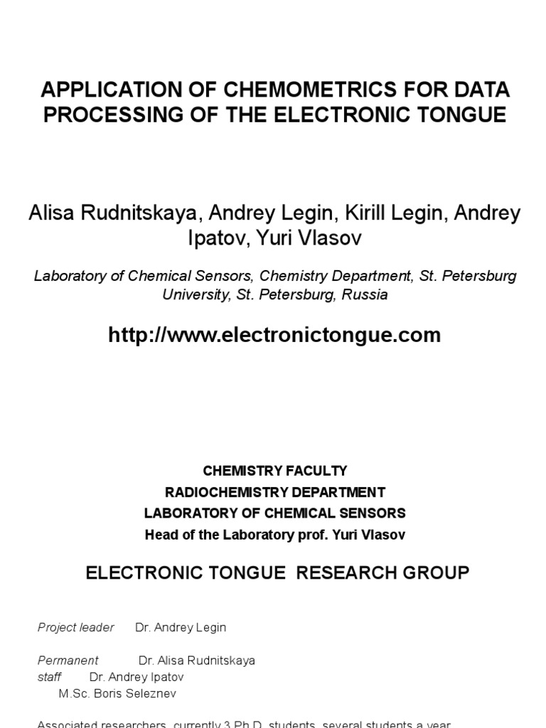 Documents Tips Application Of Chemometrics For Data Processing Of The Electronic Tongue Pdf