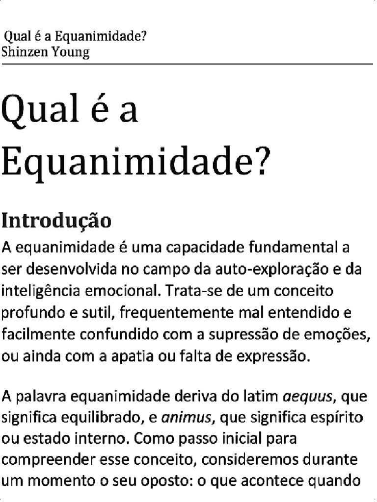 Qual É A Equanimidade? - Shinzen Young | PDF | Emoções | Mente