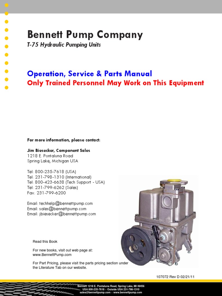Pumping Unit T75 Manual 107072 | Valve | Pump