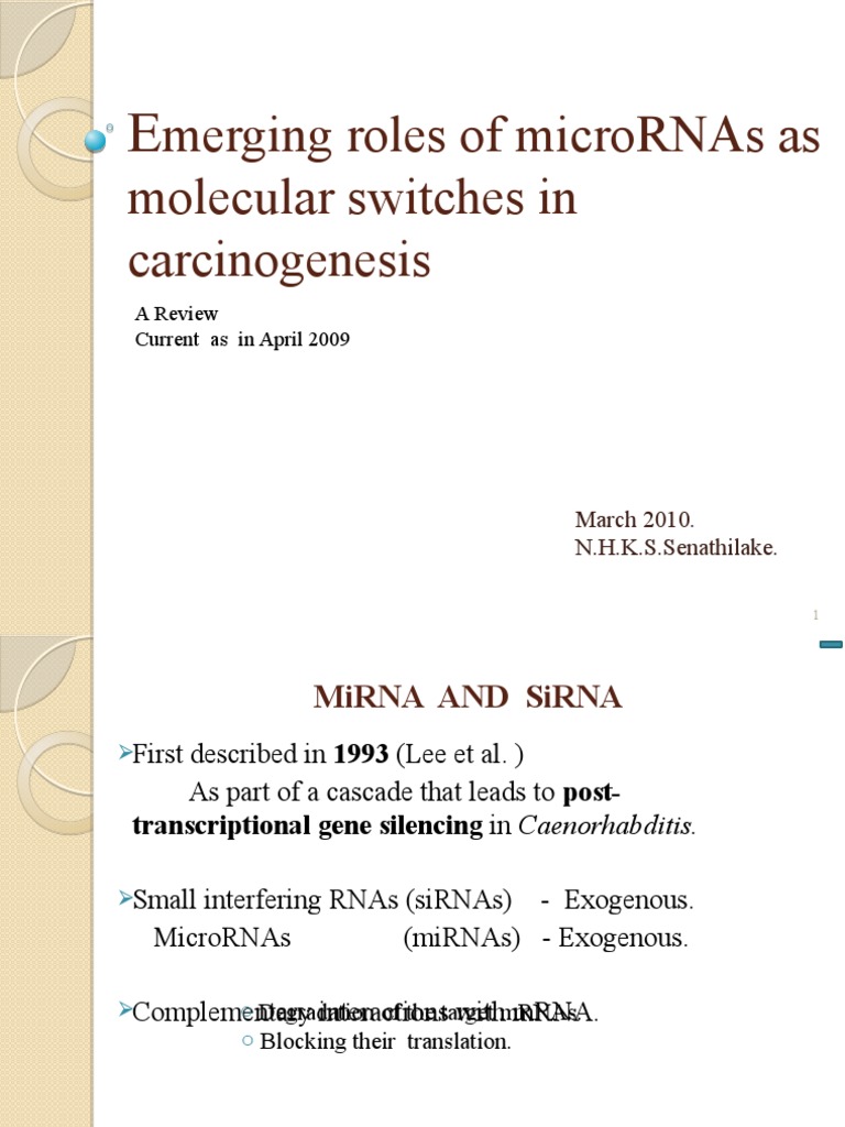 MicroRNAs as Carcinogenesis Switches | PDF | Biology | Micro Rna