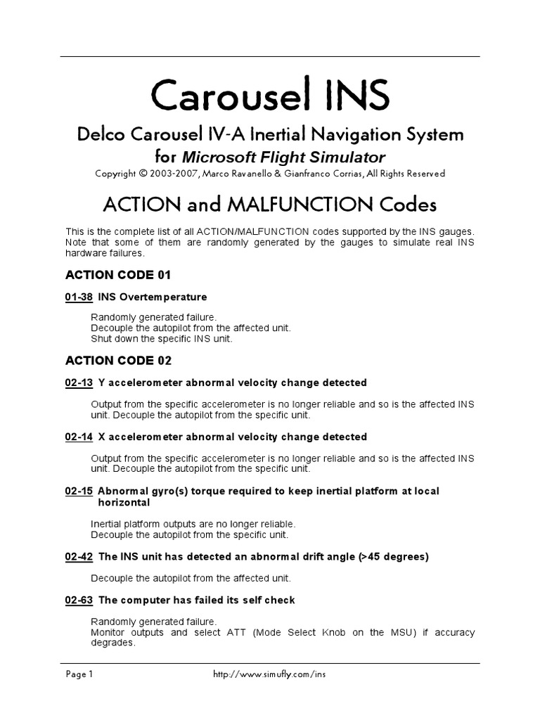 Action and Malfunction Codes | PDF | Inertial Navigation System | Computing