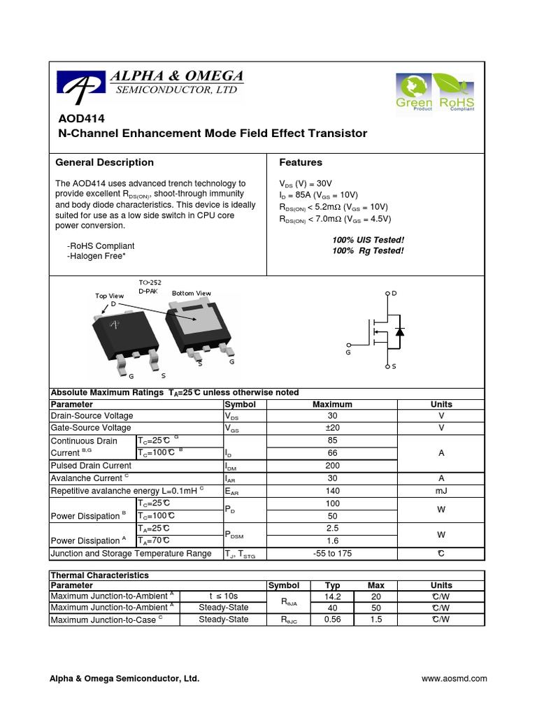 N-Channel Enhancement Mode FET for CPU Power | PDF | Field Effect ...