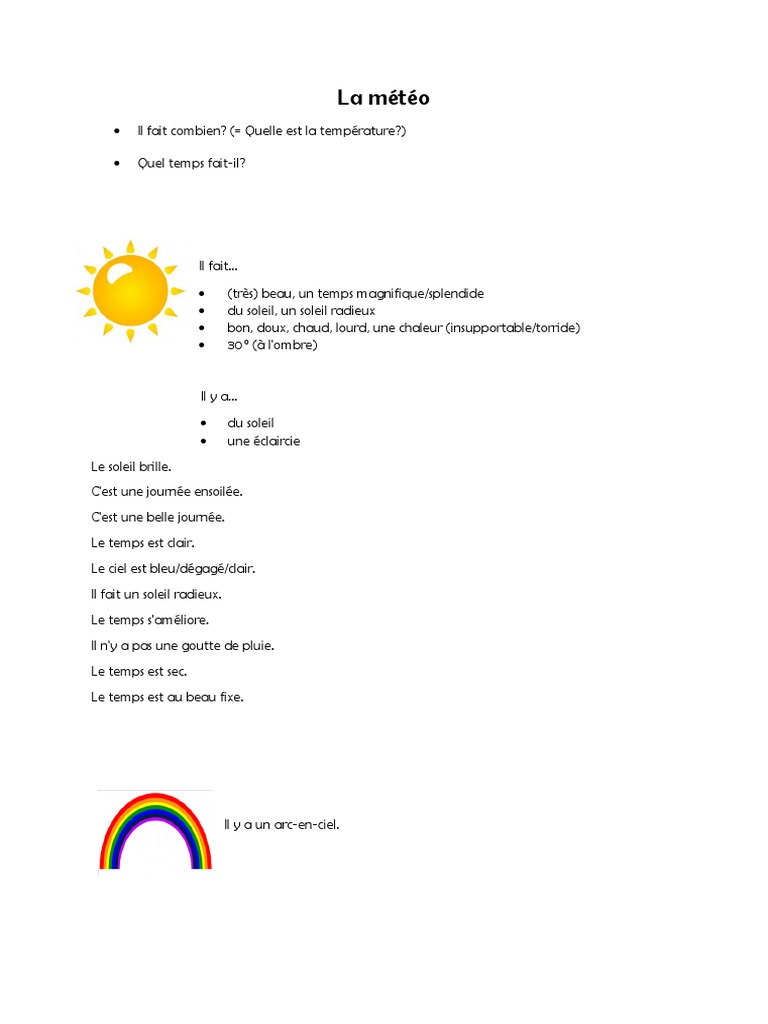 Vocabulaire et descriptions de la météo | PDF