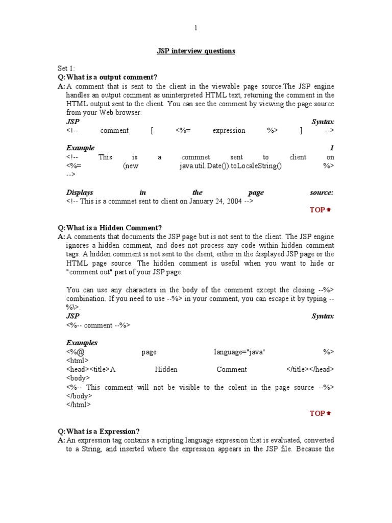 JSP Interview Questions | PDF | Java Server Pages | Java Servlet