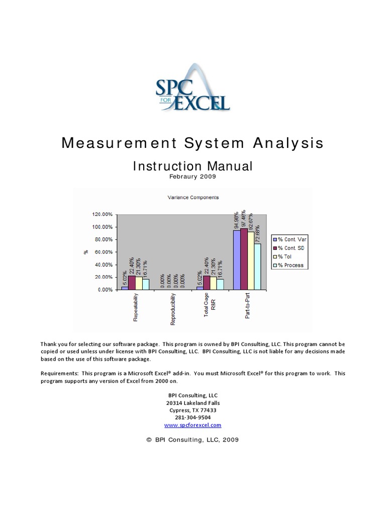 Measurement System Analysis: Instruction Manual | PDF | Analysis Of ...