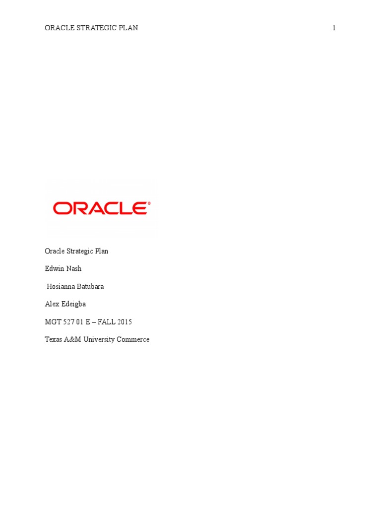Group 2-Oracle Strategic Plan | PDF | Oracle Corporation | Strategic ...