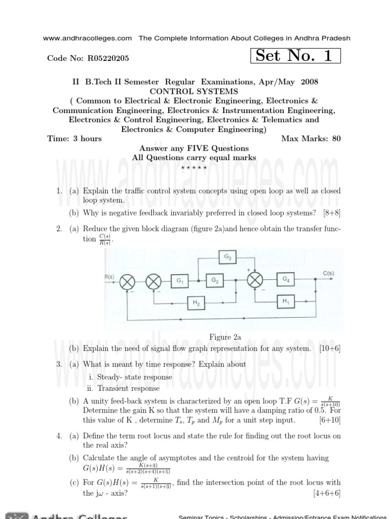 r07220205 Control Systems | PDF | Feedback | Electronic Engineering