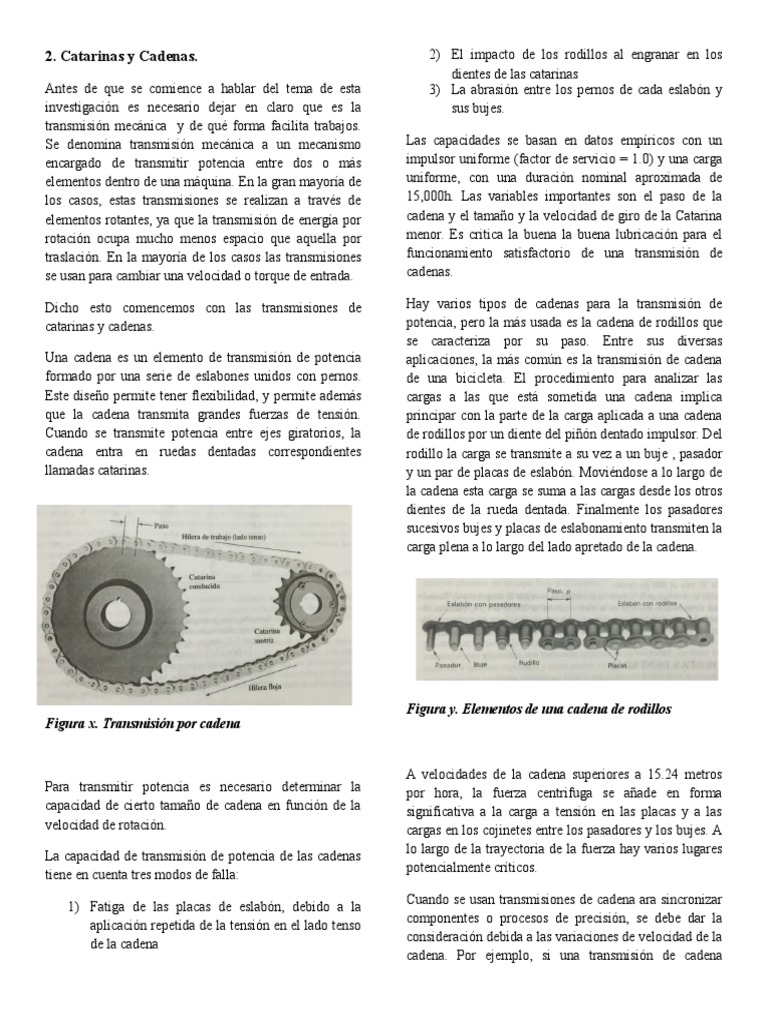 Catarinas y Cadenas | PDF | Transmisión (Mecánica) | Engranaje