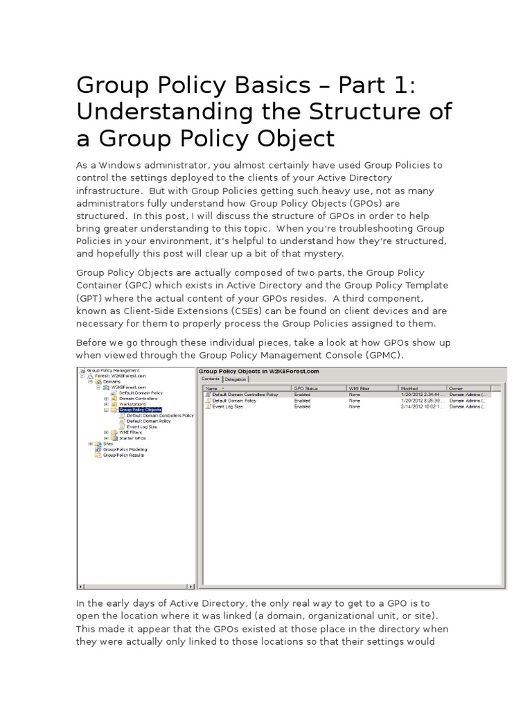 Group Policy Basics | PDF | Group Policy | Active Directory