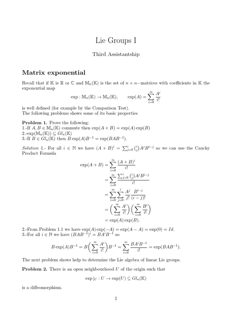 Groupe de Lie | PDF | Lie Groups | Exponential Function