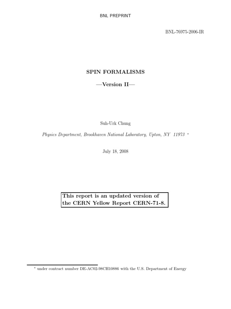 Spin Formalisms | PDF | Spin (Physics) | Wave Function