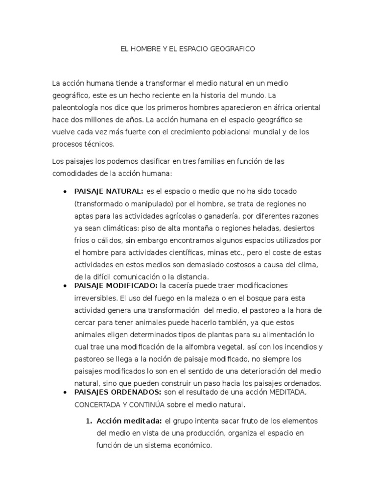 El Hombre y El Espacio Geografico | PDF | Paisaje | Agricultura