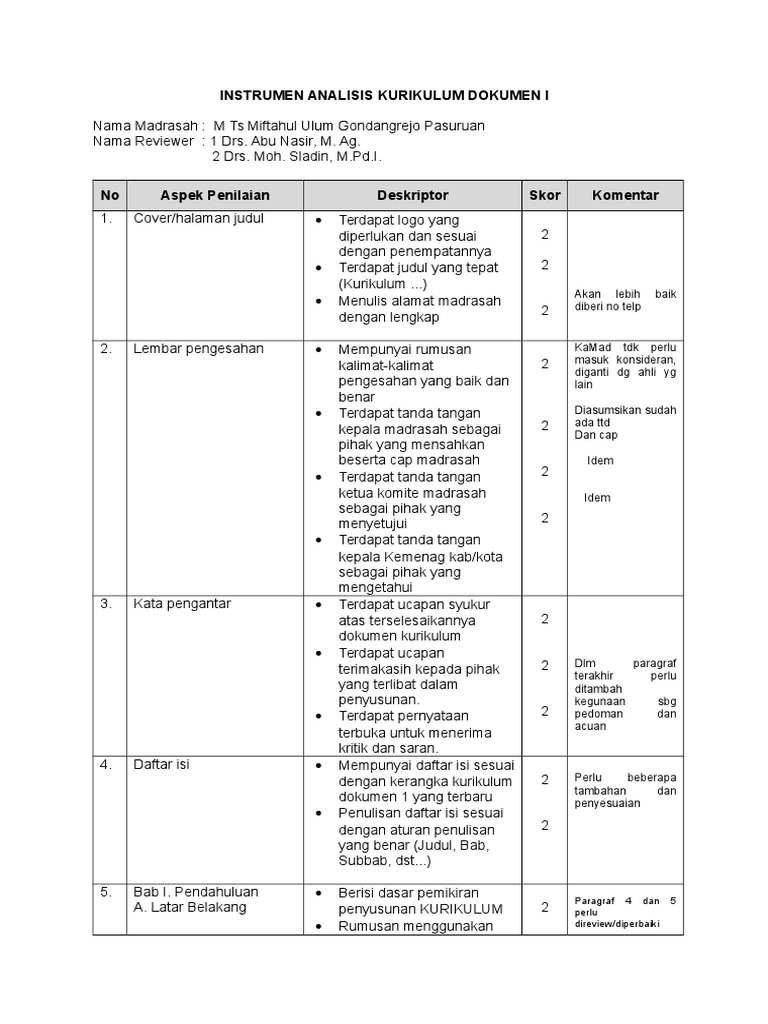 Instrumen Analisis Dokumen | PDF