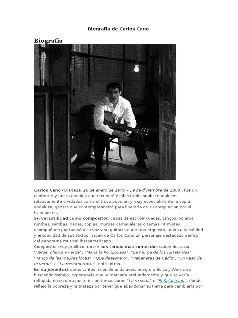 Biografia de Carlos Cano | PDF | Musica Tango | Granada