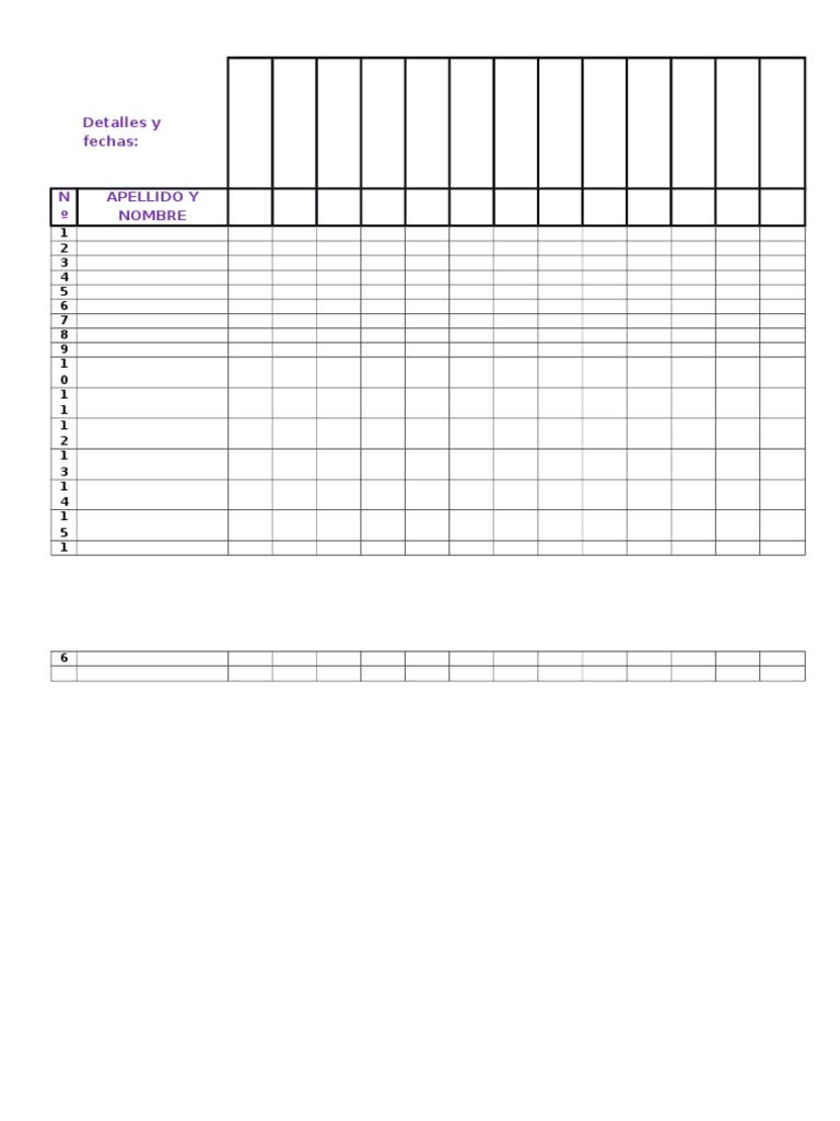 Modelo Planilla de Notas-Alumnos | PDF