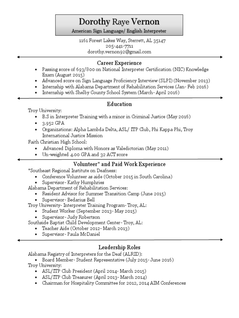 Dorothy Vernon - Resume April 2016 | PDF