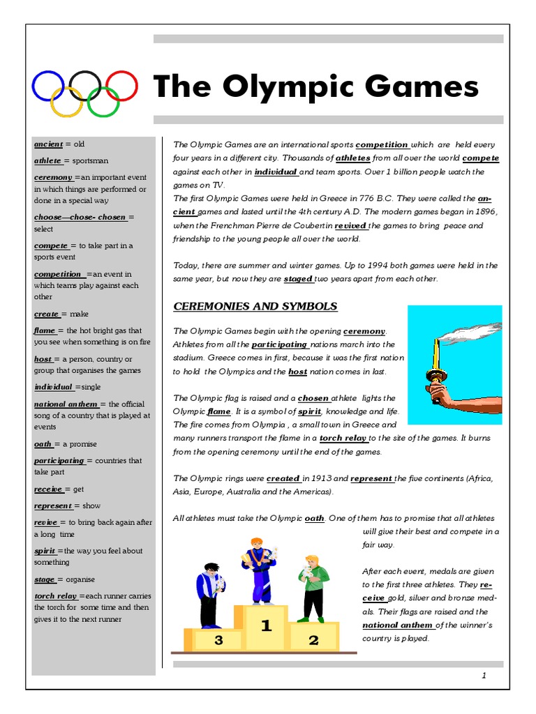 Olympic Games Text Exercises | PDF | Olympic Games | Track And Field