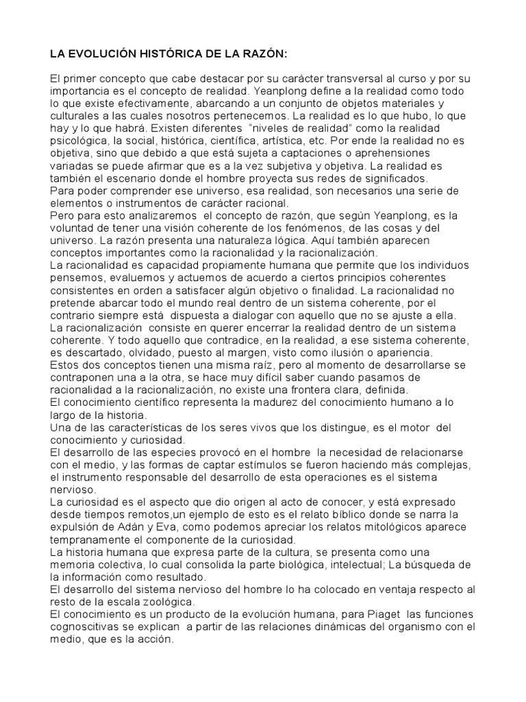 Evolución Histórica de La Razón | PDF | Realidad | Razón