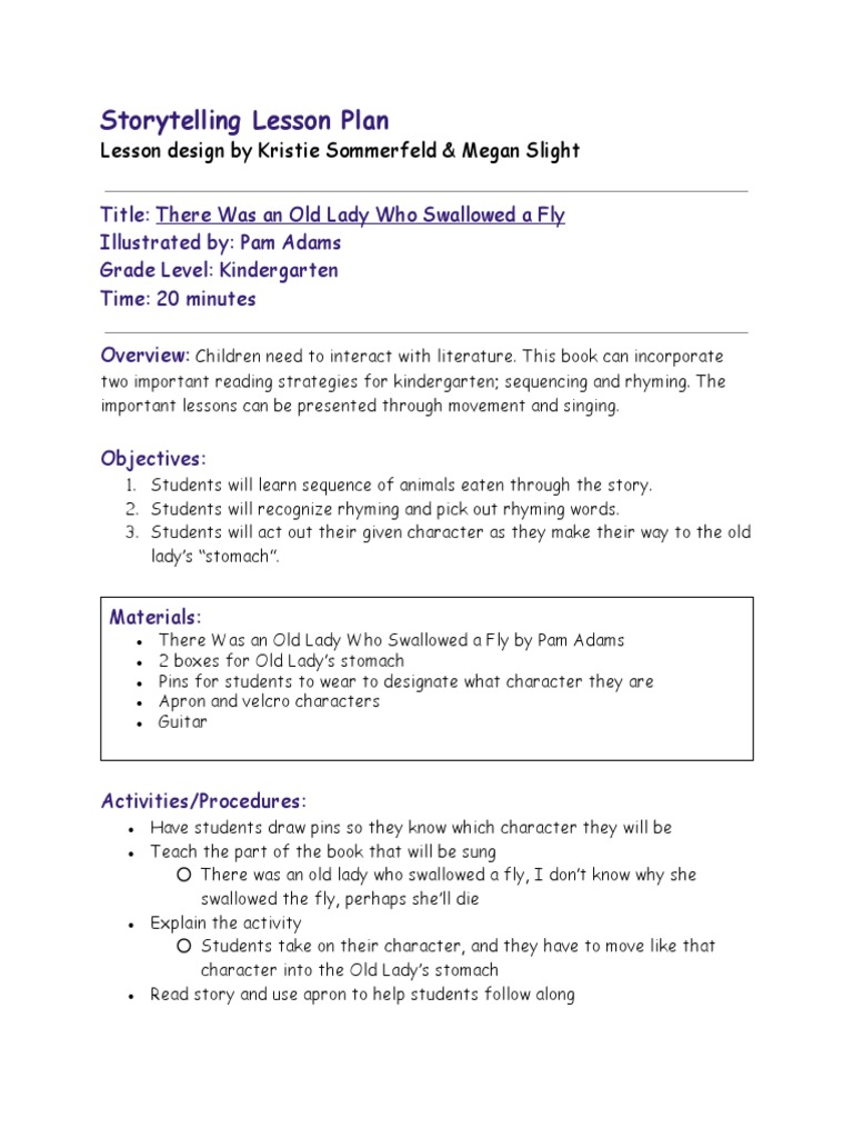 Kindergarten Storytelling Lesson Plan | PDF