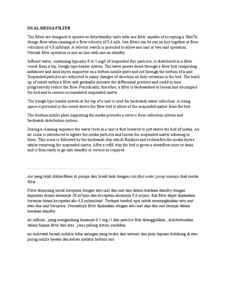 Dual Media Filter | PDF | Chemistry | Chemical Engineering