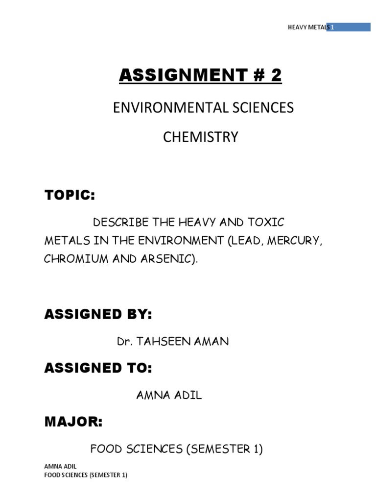 Assignment # 2: Environmental Sciences Chemistry | PDF | Nature | Chromium