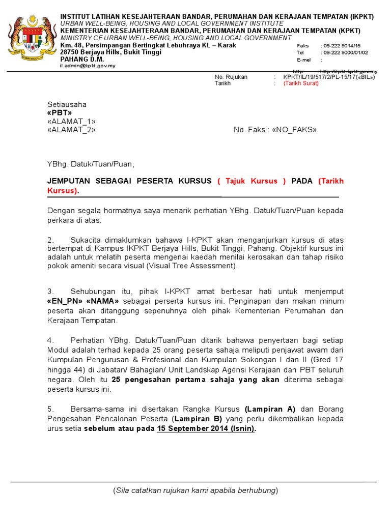 Surat Jemputan Peserta | PDF