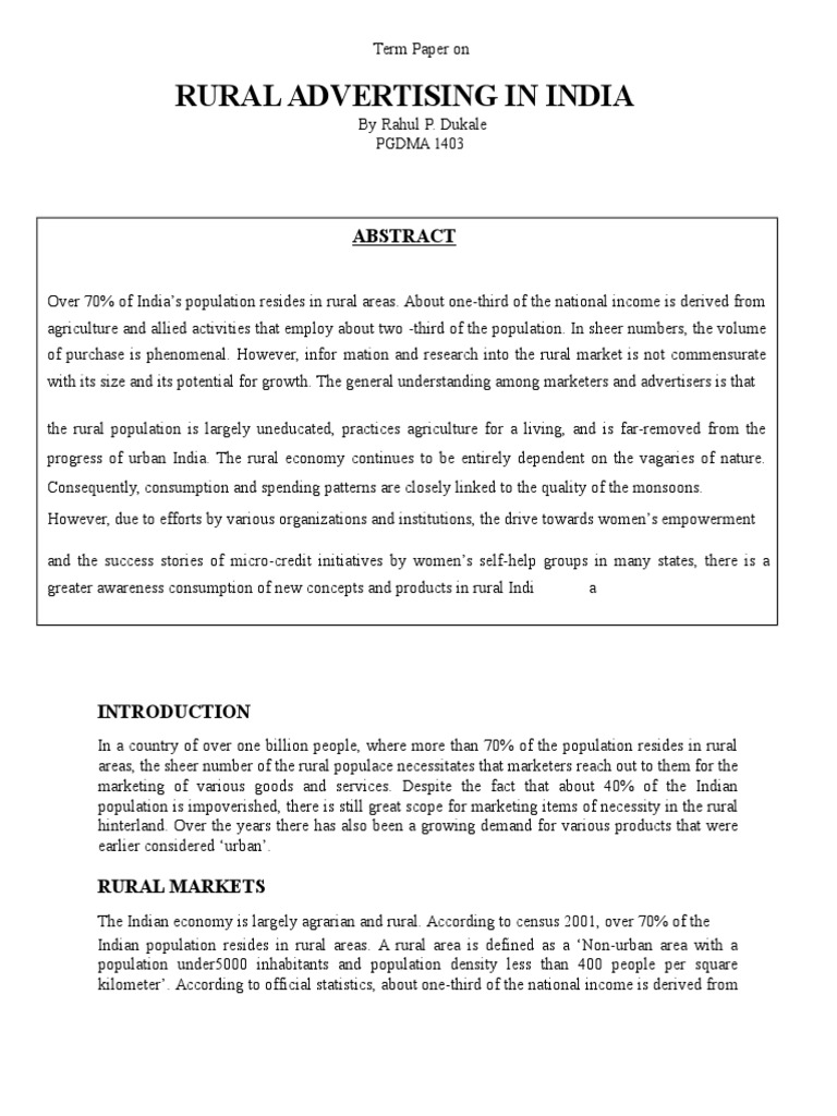 Rural Advertising in India: PGDMA 1403 | PDF | Consumerism | Workforce