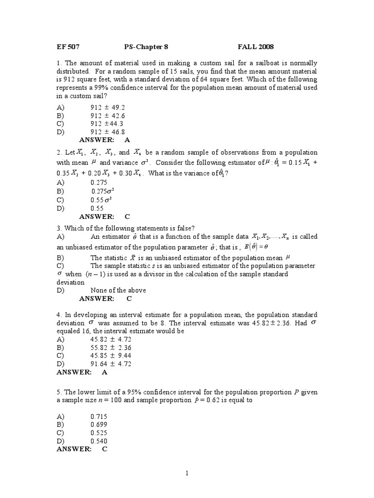 ps8 Sol | PDF | Confidence Interval | Estimator