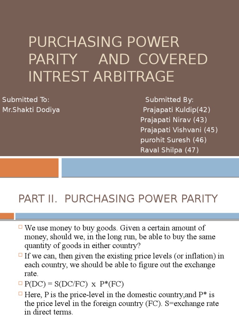 PPP & Irp | PDF | Arbitrage | Purchasing Power Parity