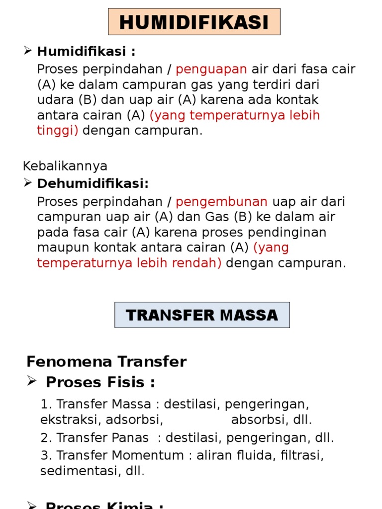 Transfer Massa dan Humidifikasi | PDF