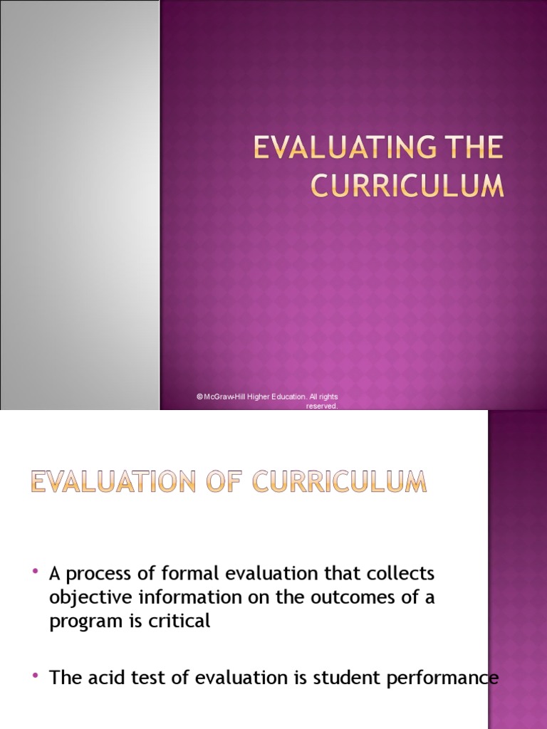 Evaluating The Curriculum | PDF | Curriculum | Goal