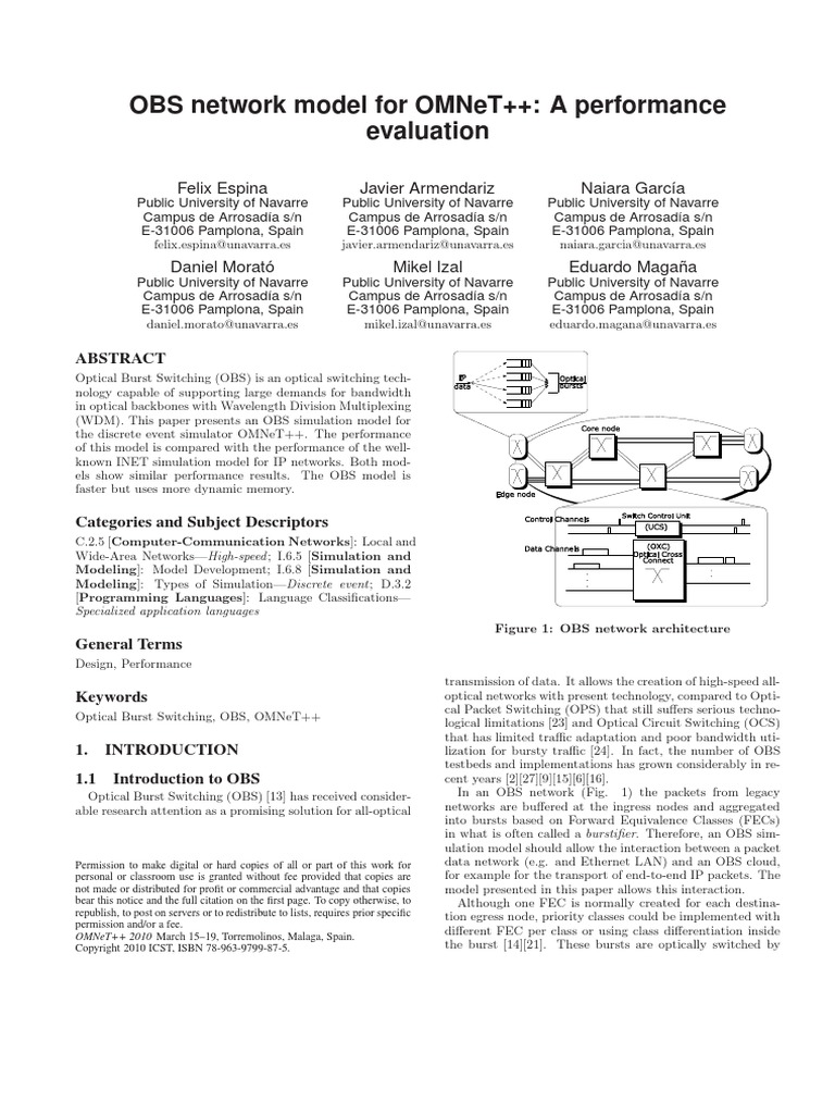 OBS Example Simulation (Using Omnet++) | PDF | Wavelength Division Multiplexing | Node (Networking)