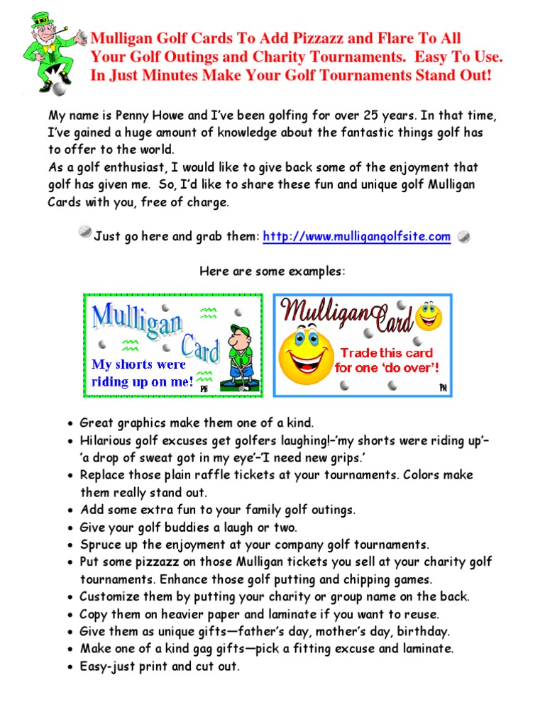 Golf Mulligans - Free Mulligan Golf Cards | PDF | Individual Sports ...