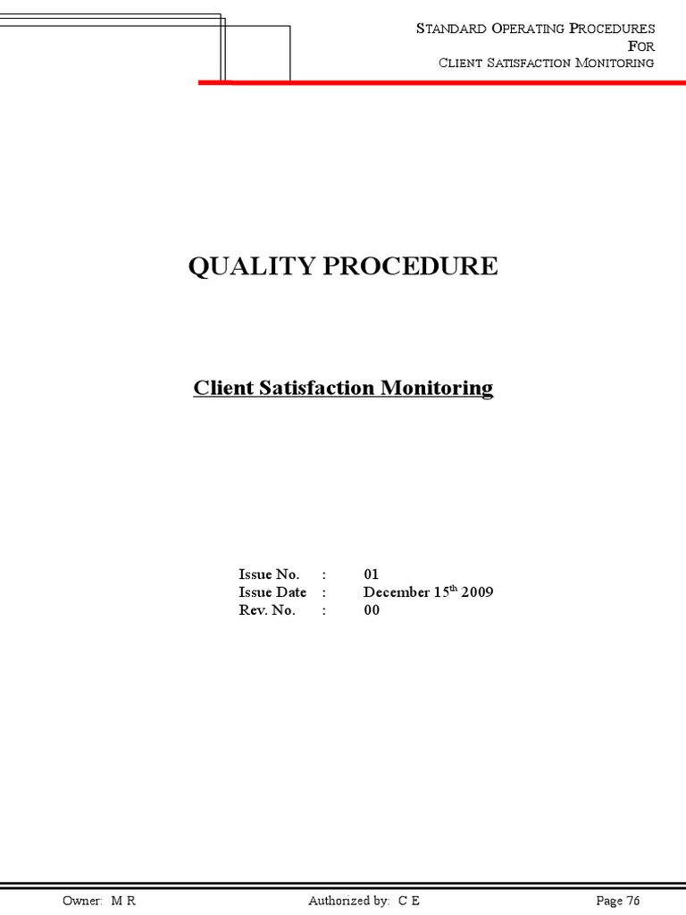 Client Satisfaction SOP | PDF | Business | Science