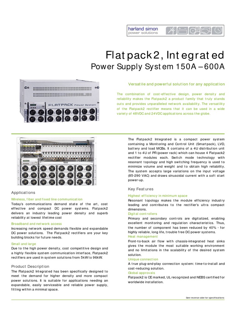 Flatpack 2 Integrated Systems | PDF | Electric Power System | Power Supply