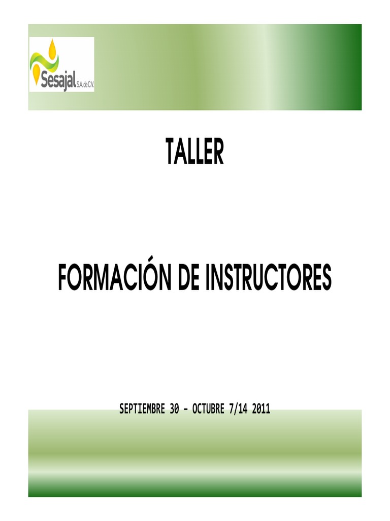 Presentación Curso Formación de Instructores Al 7 de Octubre 2011 | PDF ...