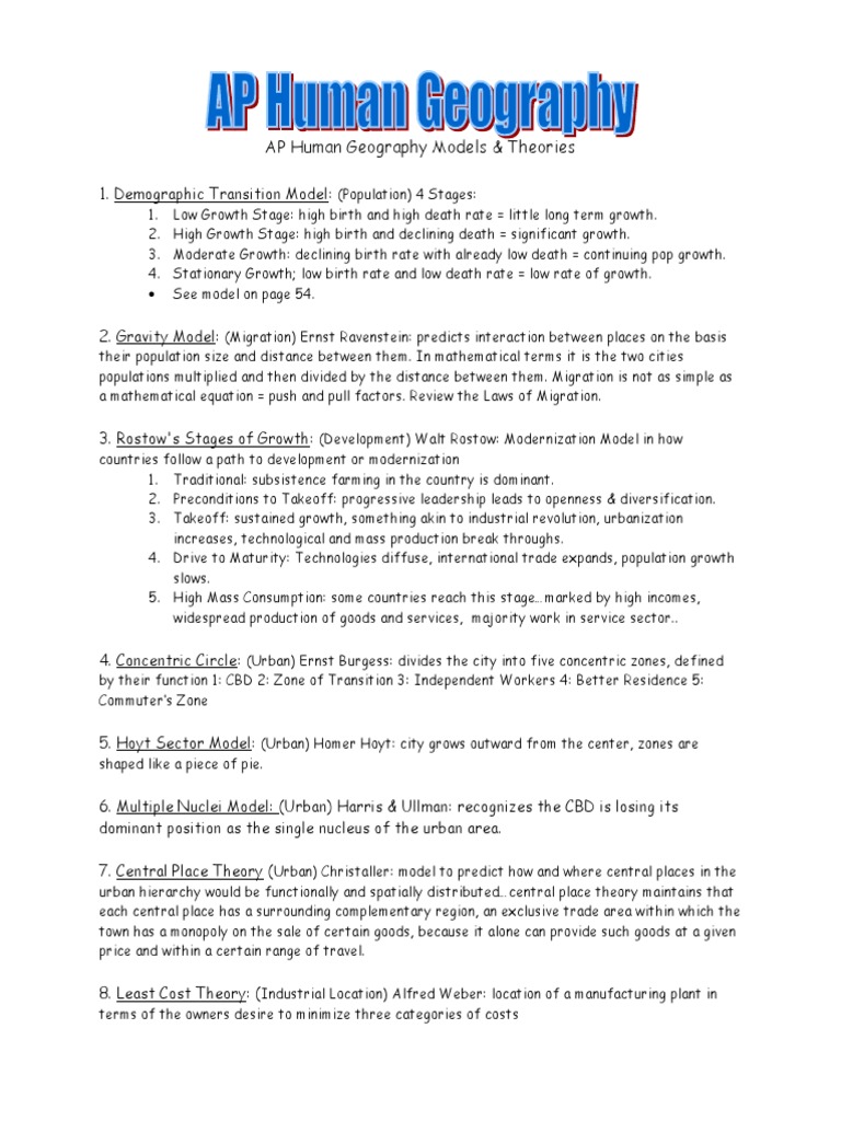 Ap Human Geography Models Answers | PDF | Economic Growth | Economics