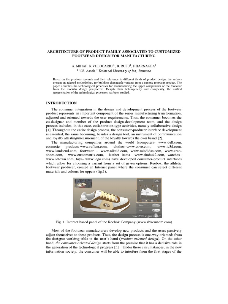 Architecture of Product Family Associated To Customized Footwear Design ...