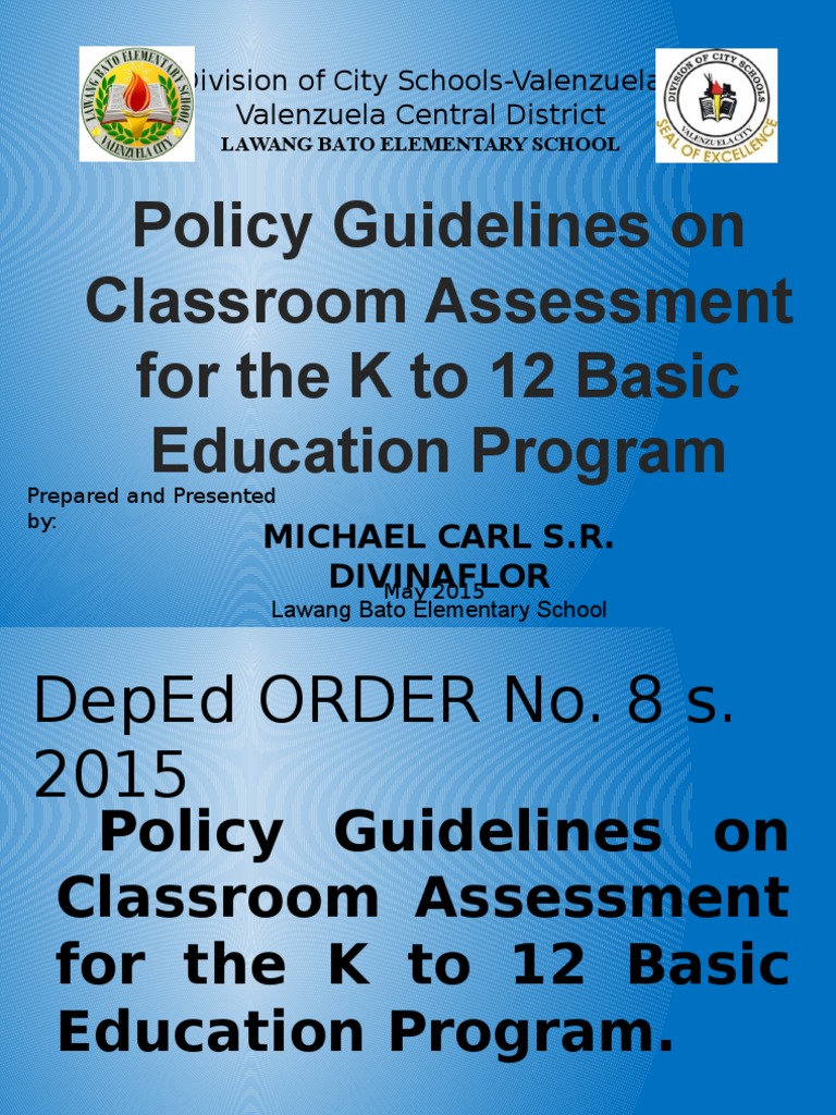 Guidelines for Classroom Assessment in the Philippine K to 12 Basic ...