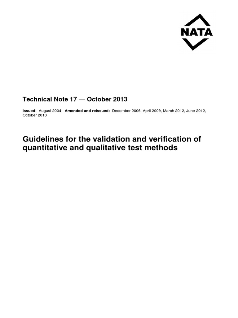 Technical Note 17 - Guidelines For The Validation and Verification of ...