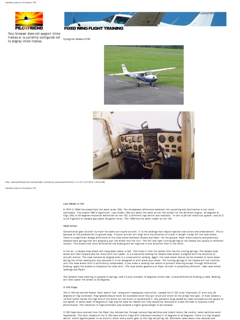 Handling Notes on the Cessna 150 | Aircraft Flight Control System ...