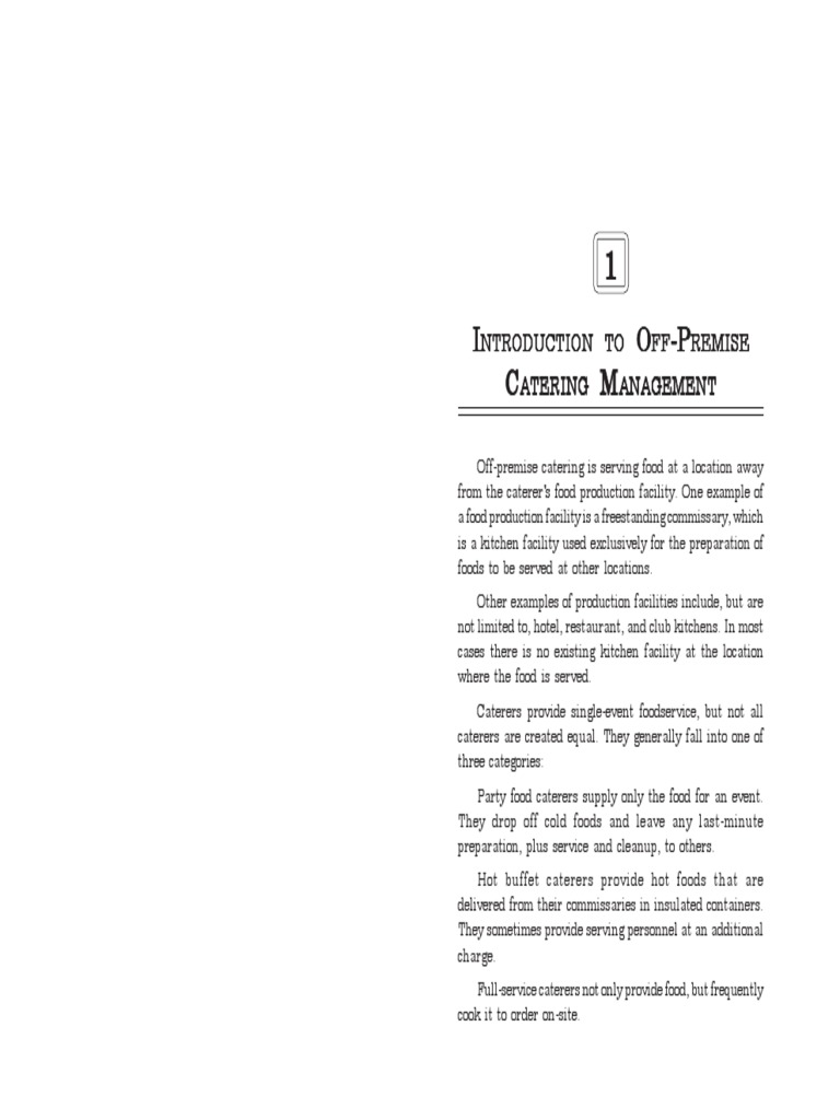Basics of Catering Management | PDF | Goal | Restaurants