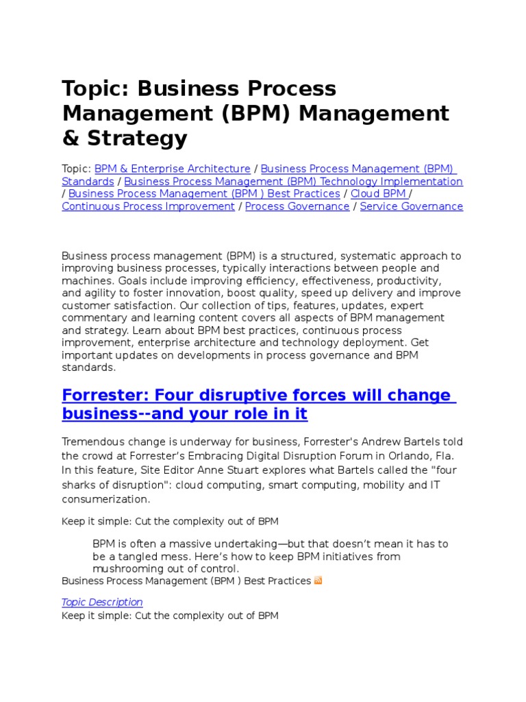 Topic: Business Process Management (BPM) Management & Strategy | PDF ...