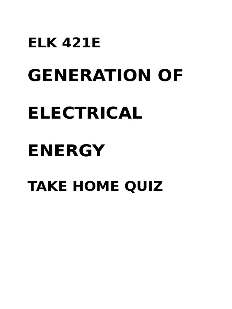 ITU Elk 421e Generation of Electrical Energy | PDF | Power Station ...
