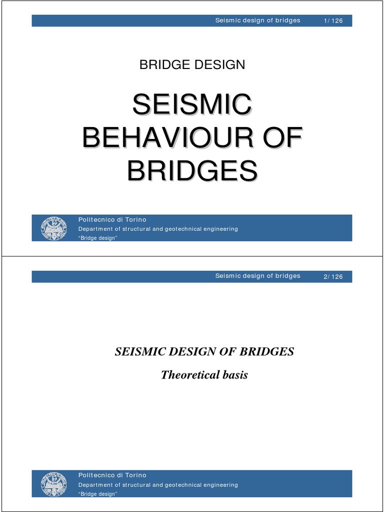 Seismic Design Principles for Bridges | PDF | Earthquake Engineering ...