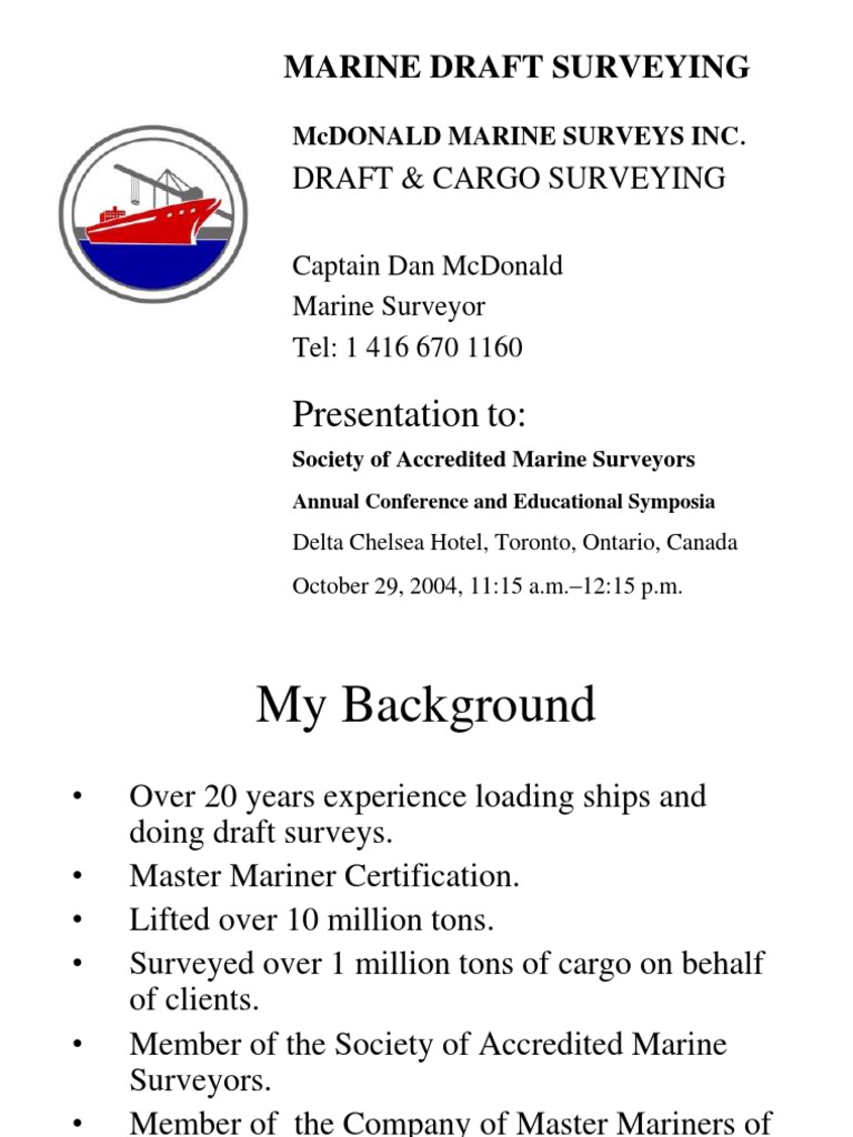 Presentation To:: Marine Draft Surveying | PDF | Science & Mathematics